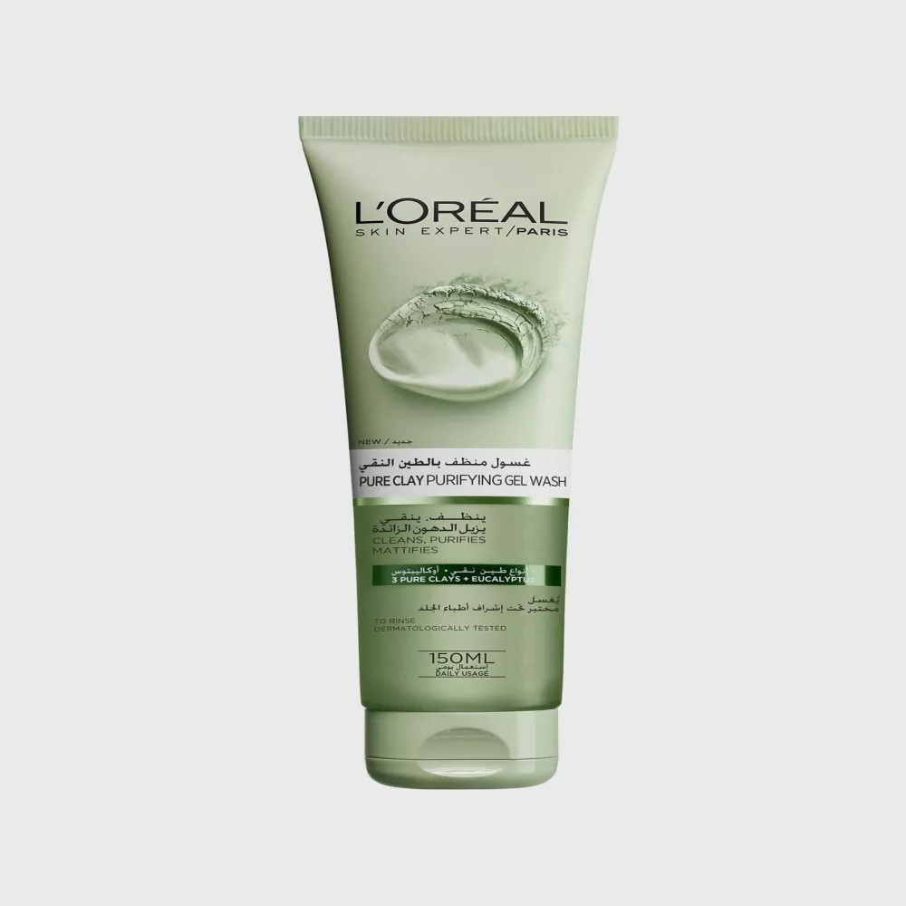 غسول لوريال باريس غسول منظف بالطين النقي اخضر يزيل الدهون 150مل